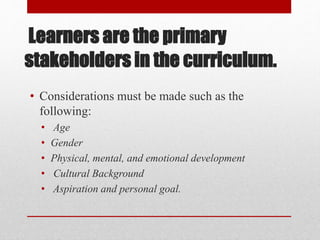 Stakeholders in curriculum implementation | PPTX
