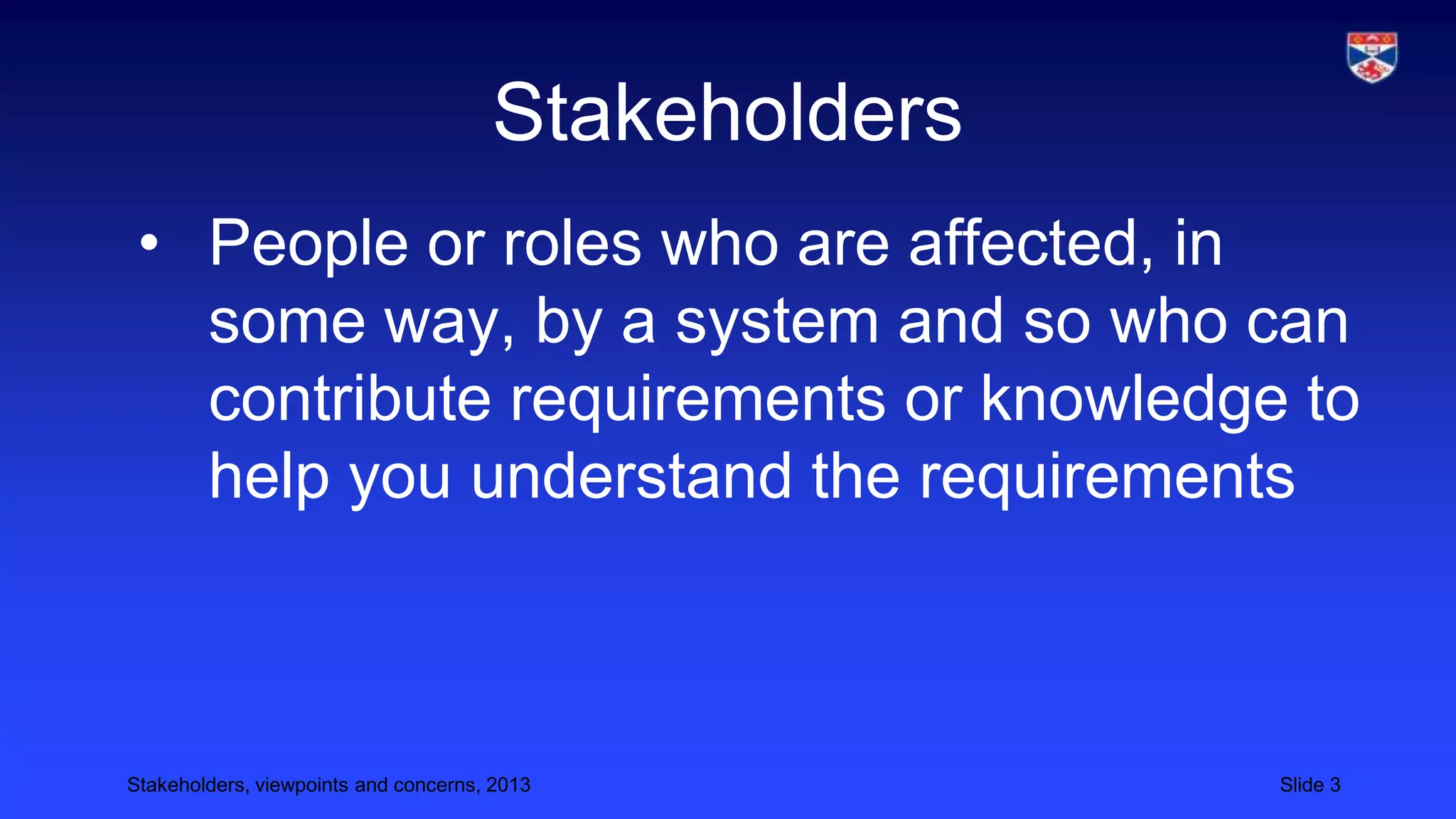 Stakeholders, viewpoints and concerns | PPTX