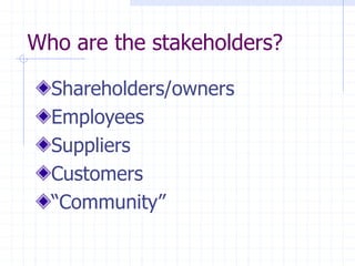 stakeholder theory and management....... | PPT