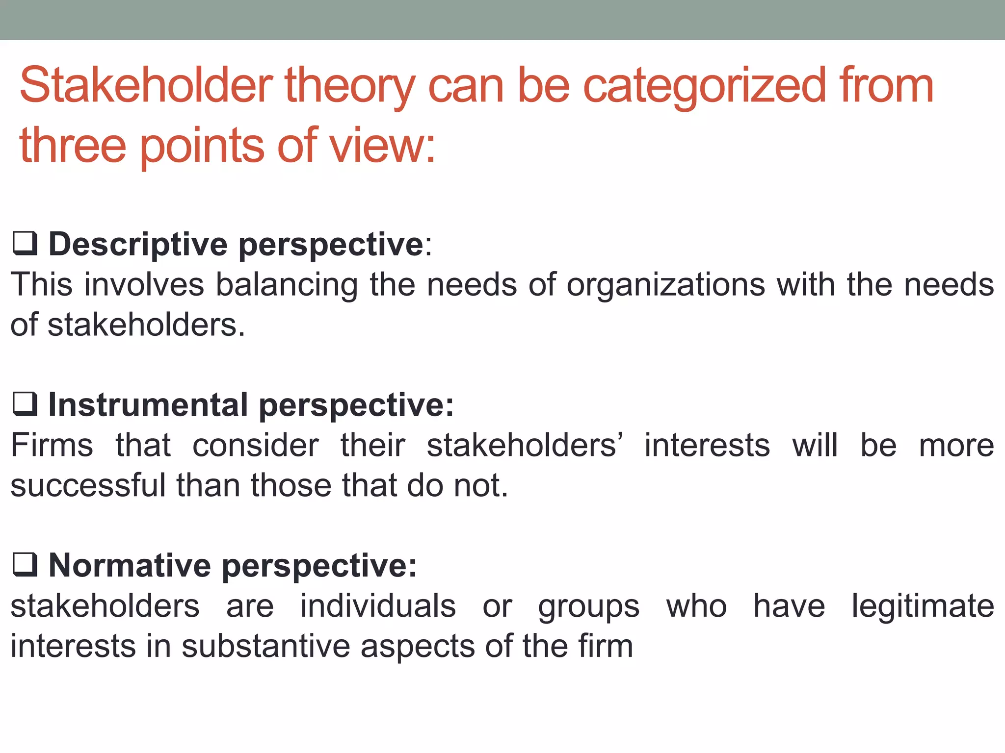 Stakeholder theory presentation | PPTX