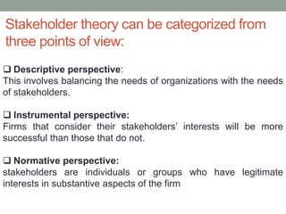 Stakeholder theory presentation | PPTX