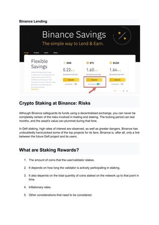 Staking at binance - it is safe to stake on binance (2021) | PDF