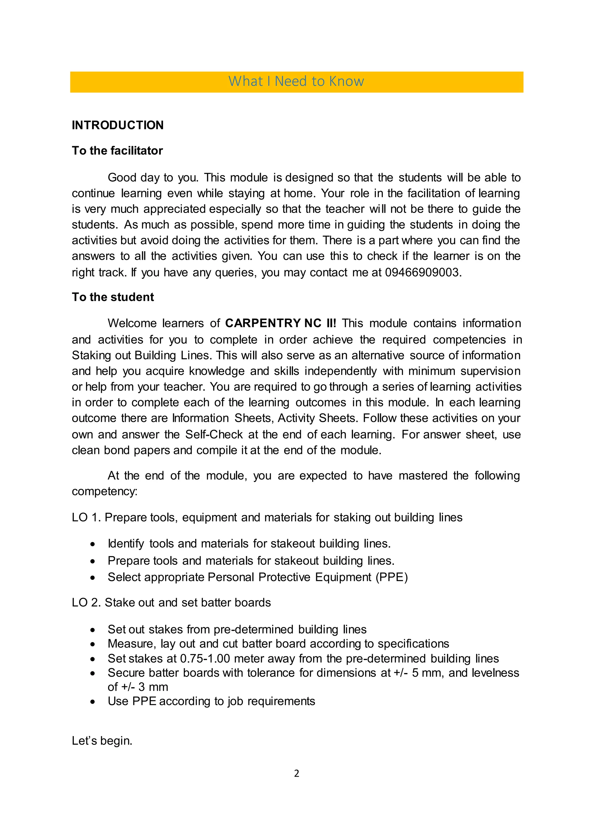 Staking out building lines | DOCX