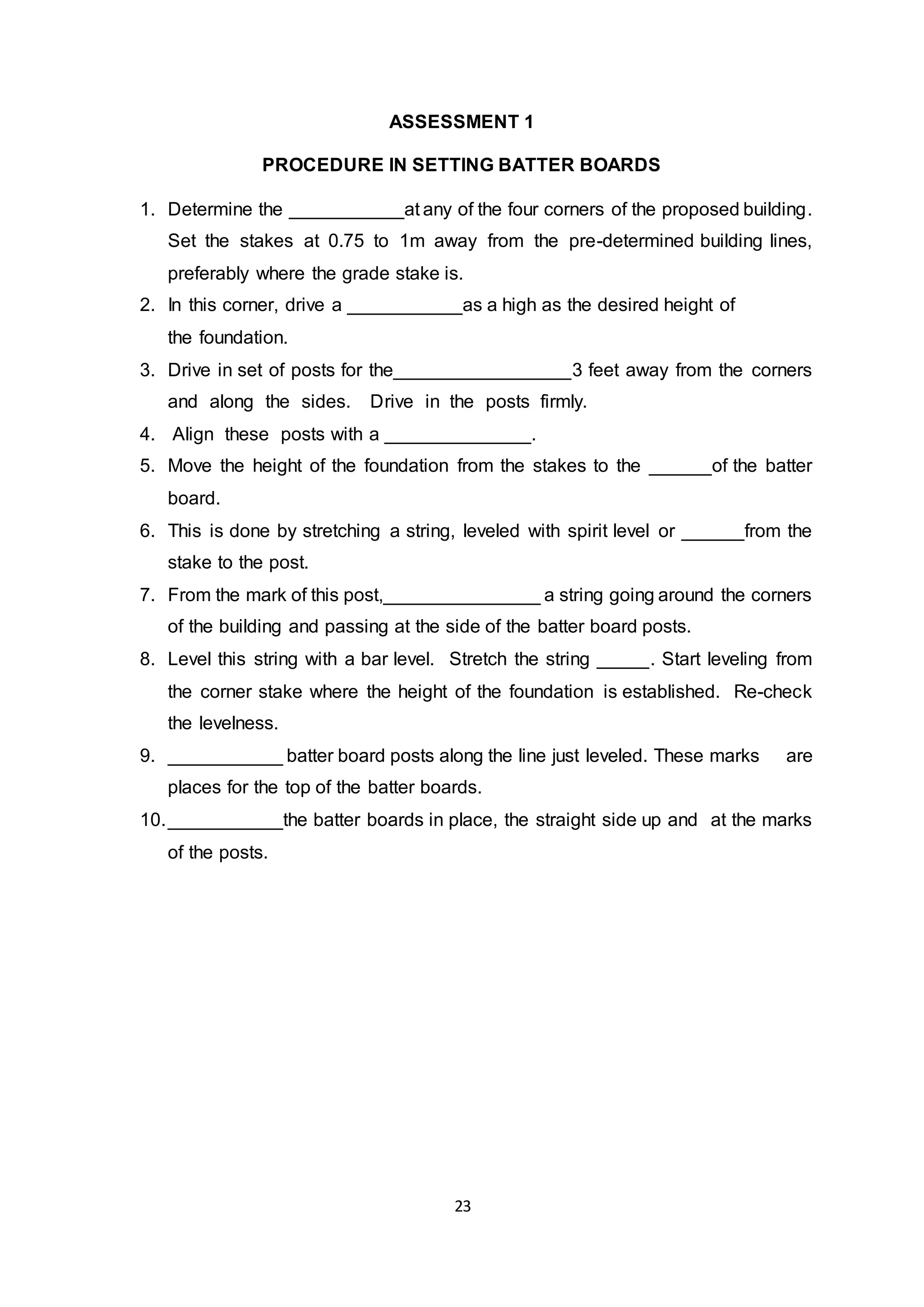 Staking out building lines | DOCX