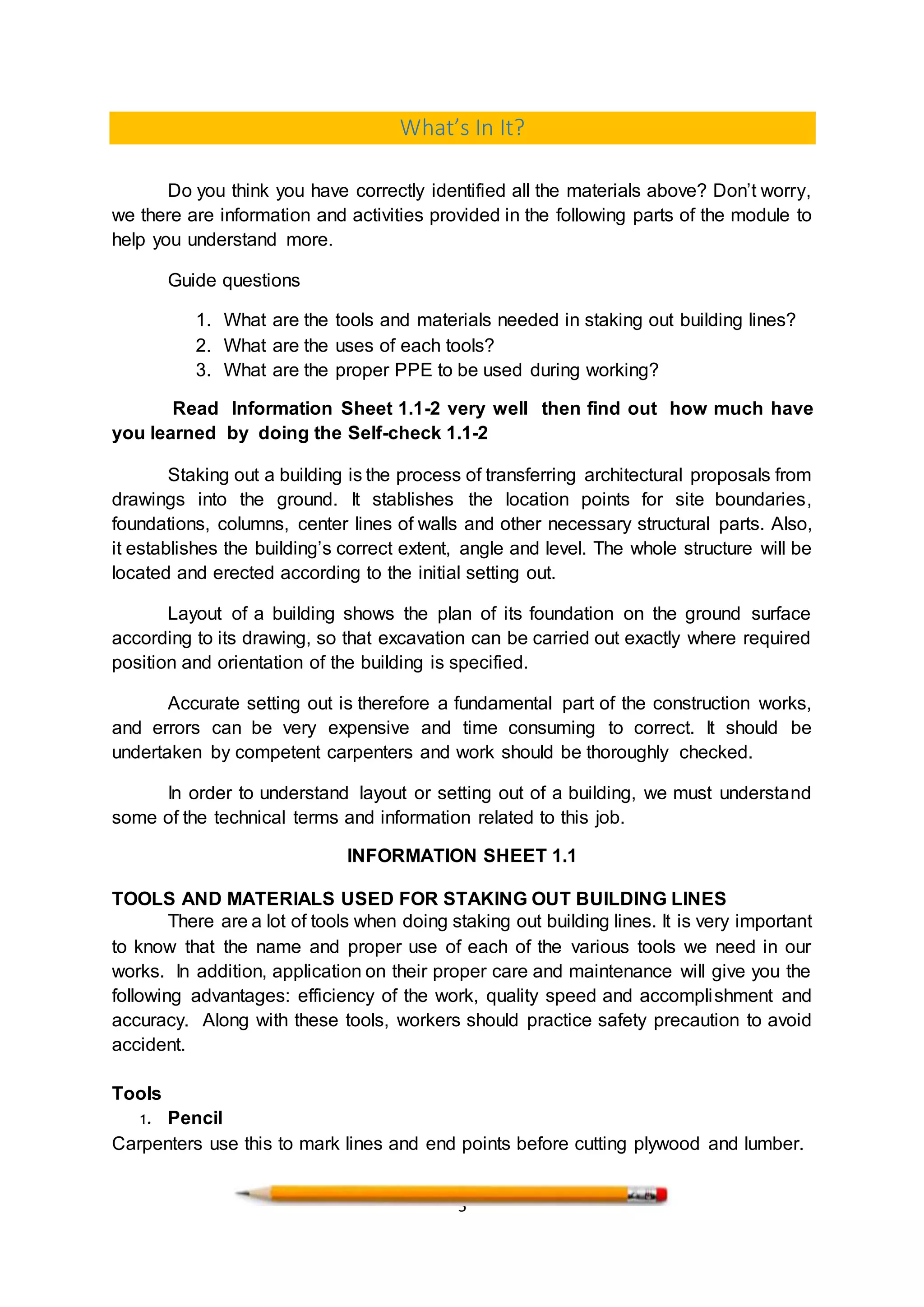 Staking out building lines | DOCX