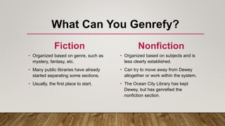 Big Talk From Small Libraries 2024: Genrefying your Public Library | PPT