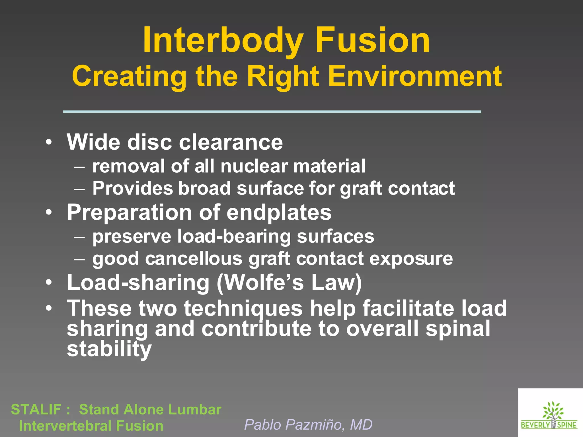 Lumbar Fusion : A New Anterior Only Option. The STALIF | PPT