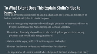 Stalin rise to power | PPTX | Political Issues & policy | Politics
