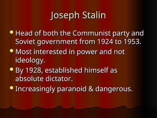 The Rise and Rule of Stalin asa leader of the Soviet Union | PPT
