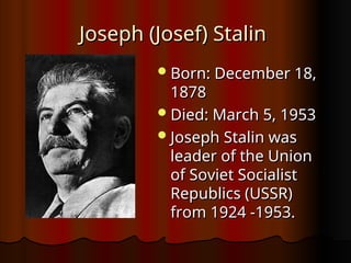 The Rise and Rule of Stalin asa leader of the Soviet Union | PPT