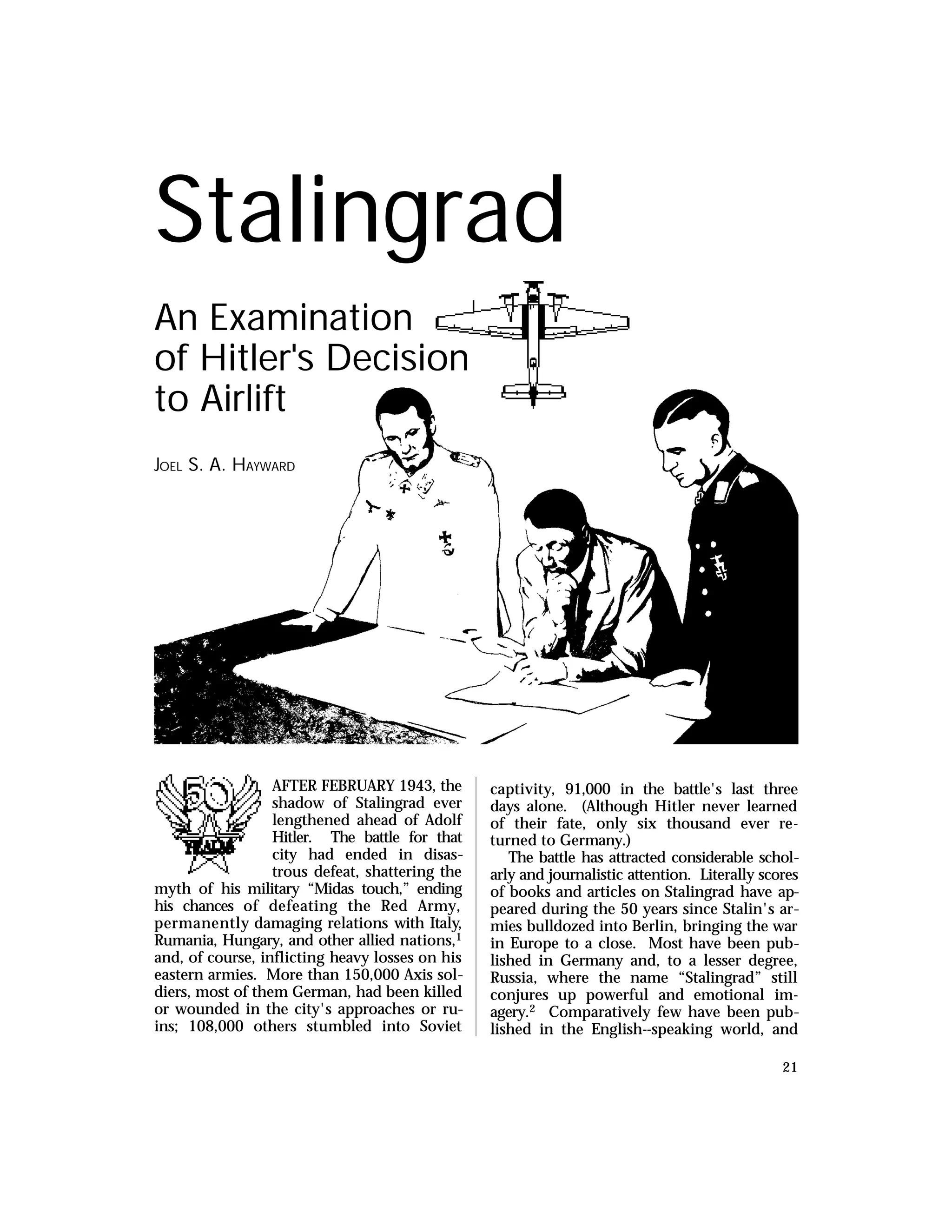Stalingrad: An Examination-of Hitler's Decision to Airlift, by ...