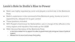 Stalin's Rise to Power | PPT
