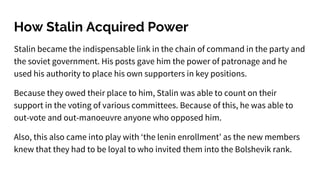 The Party's contribution to Russia and Stalin's rise to power | PDF
