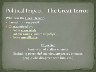 Stalin’s Soviet Union - Political Impact | PPTX