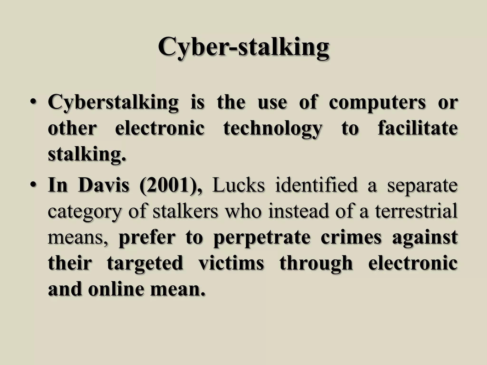Stalking-A precursor to serious crimes | PPT