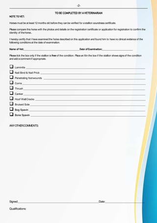 EQUINE SOUNDNESS CERTIFICATE | PPTX