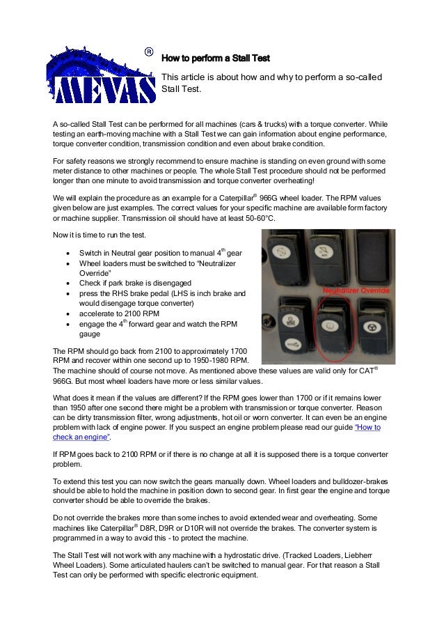 Torque Stall Test Heavy Equipment
