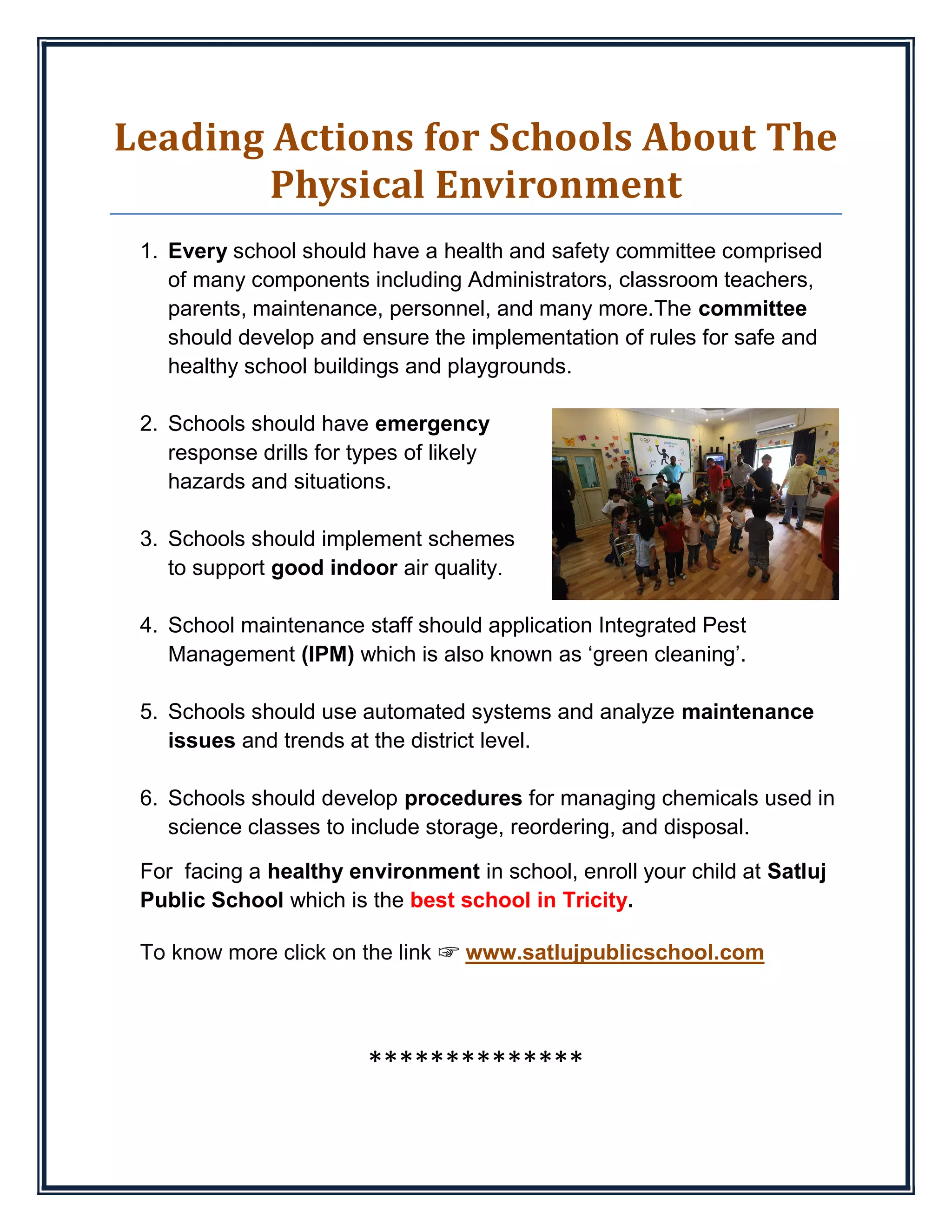 Leading Actions for Schools About The Physical Environment | PDF
