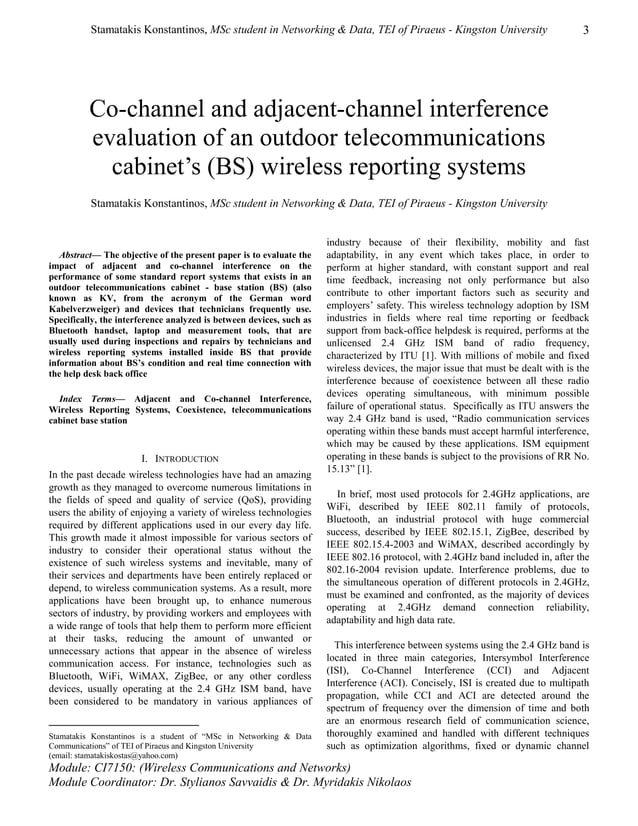 Co-channel and adjacent-channel interference evaluation of an outdoor ...