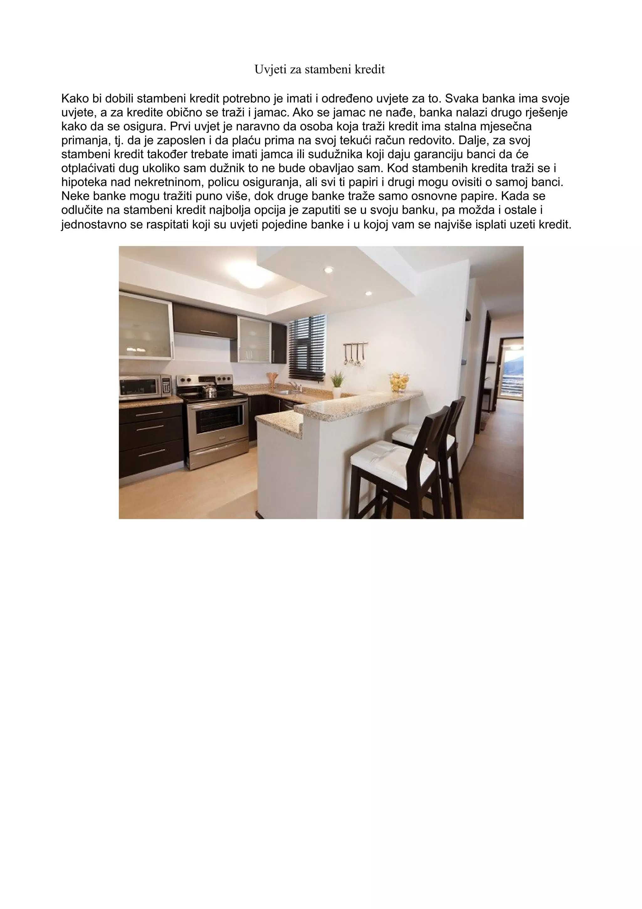 Uvjeti za stambeni kredit | PDF