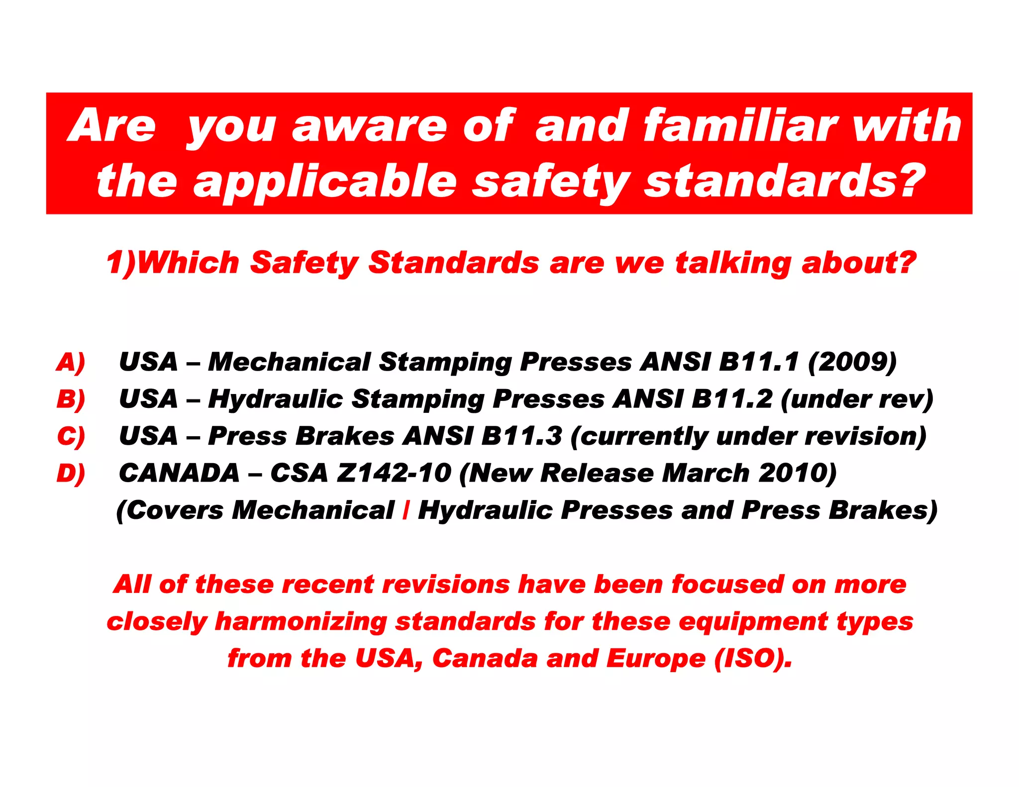 Stamping press and_press_brake_safety_standards_management_primer | PDF