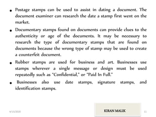 Forensic examination of stamp, seal and other mechanical impressions | PPTX