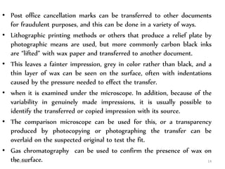 Forensic examination of stamp, seal and other mechanical impressions | PPTX