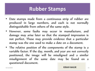 Forensic examination of stamp, seal and other mechanical impressions | PPTX