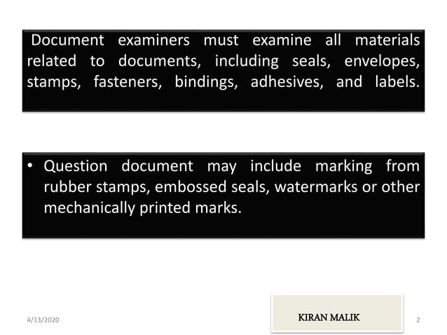 Forensic examination of stamp, seal and other mechanical impressions ...