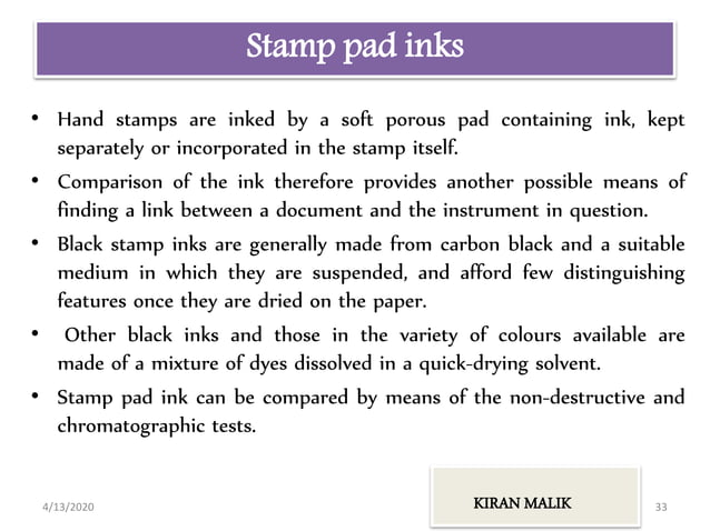 Forensic examination of stamp, seal and other mechanical impressions ...