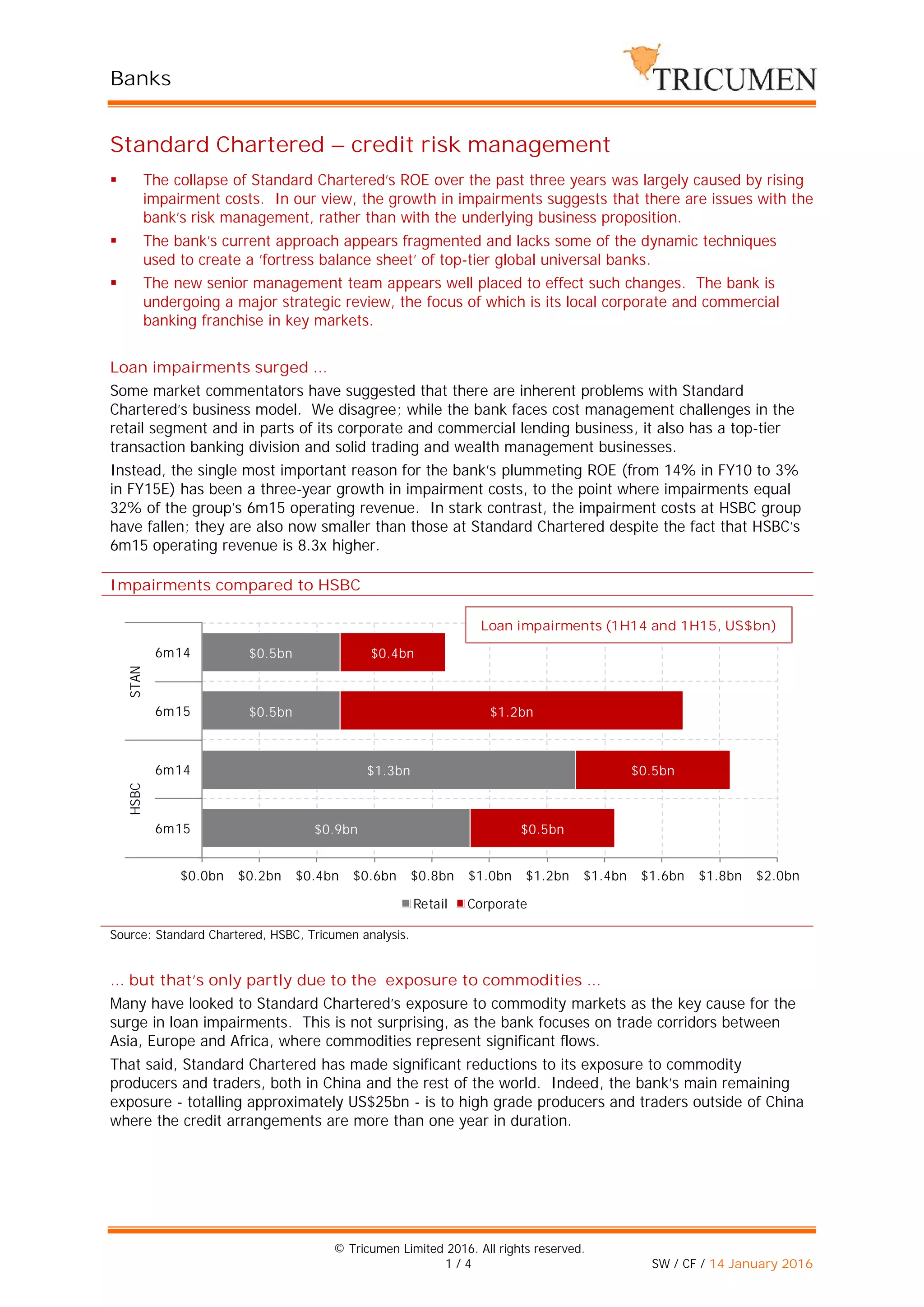 Standard Chartered_credit risk management 140116 | PDF