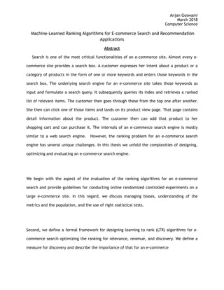 Machine-Learned Ranking Algorithms for E-commerce Search and ...