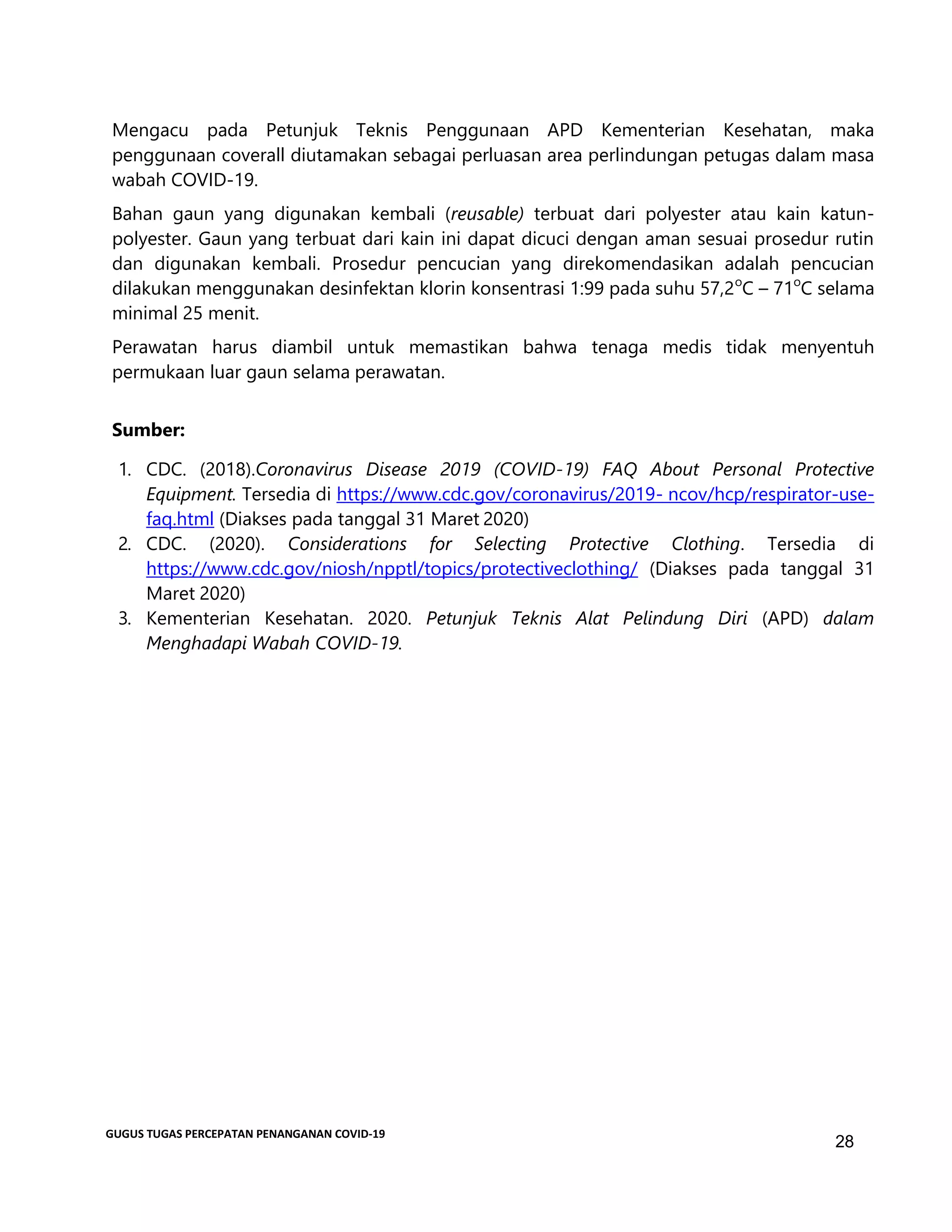 Standar Alat Pelindung Diri (APD) Untuk Penanganan Covid-19 Di ...