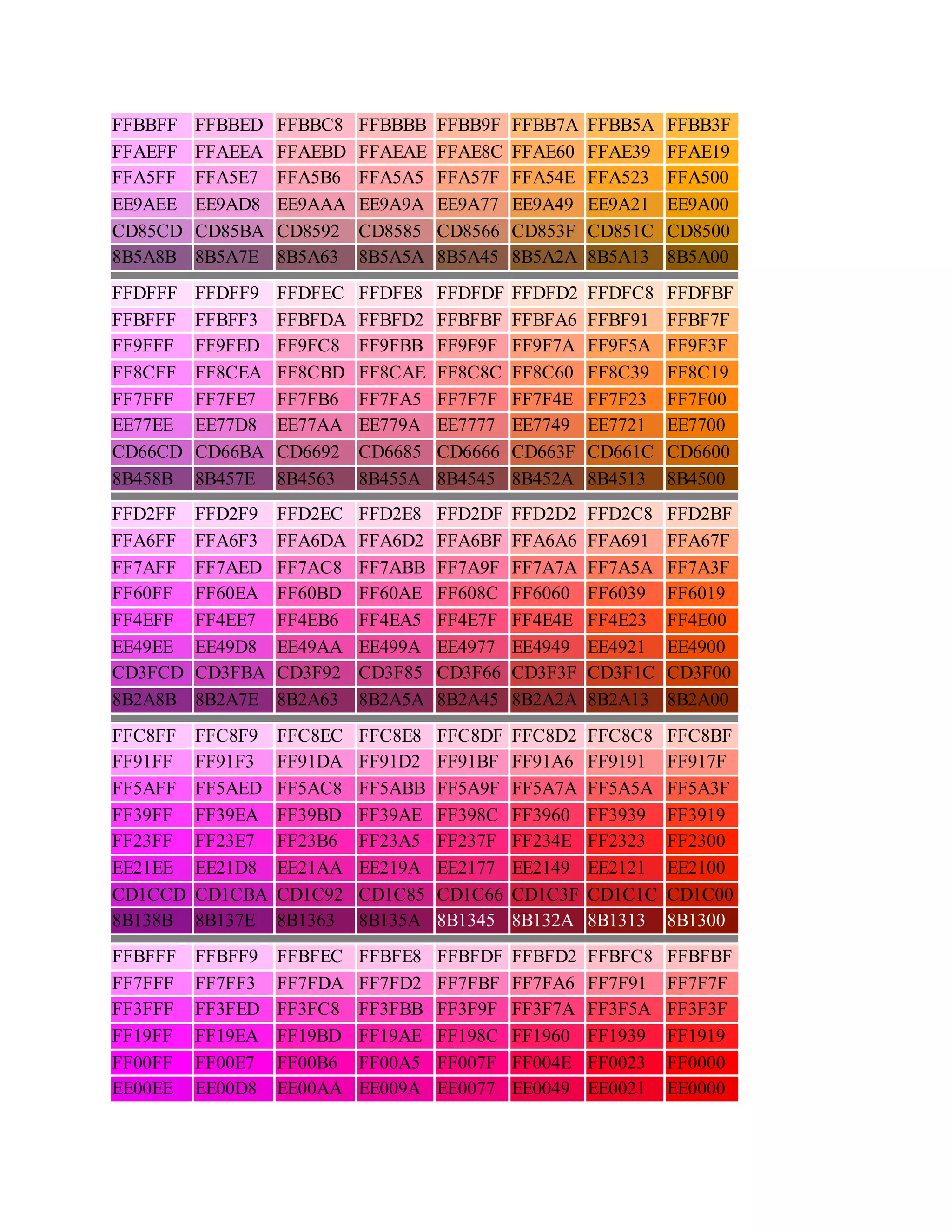 Standar 16 nama kode warna html,php,web desain | DOCX