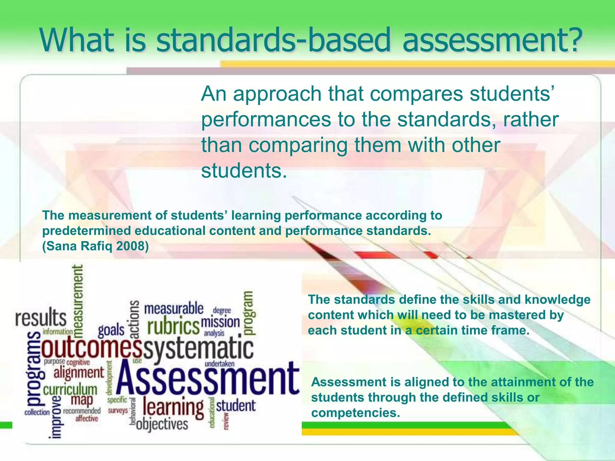 Standards- based assessment based on K-12 Curriculum | PPTX
