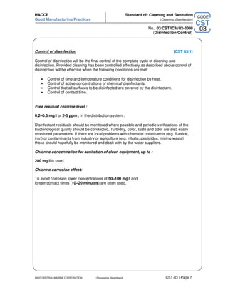 CLEANING AND SANITATION STANDARD | PDF