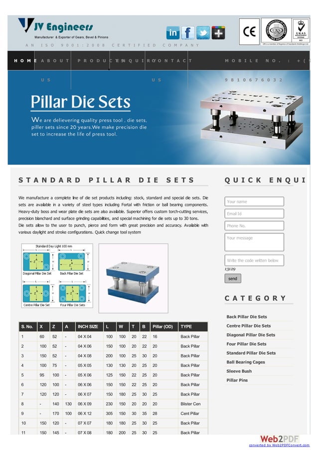 Standard pillar-die -sets -india | PDF | Technology & Computing