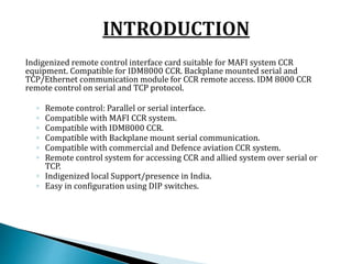 Standard Reomte Control Interface - Neometrix | PPT