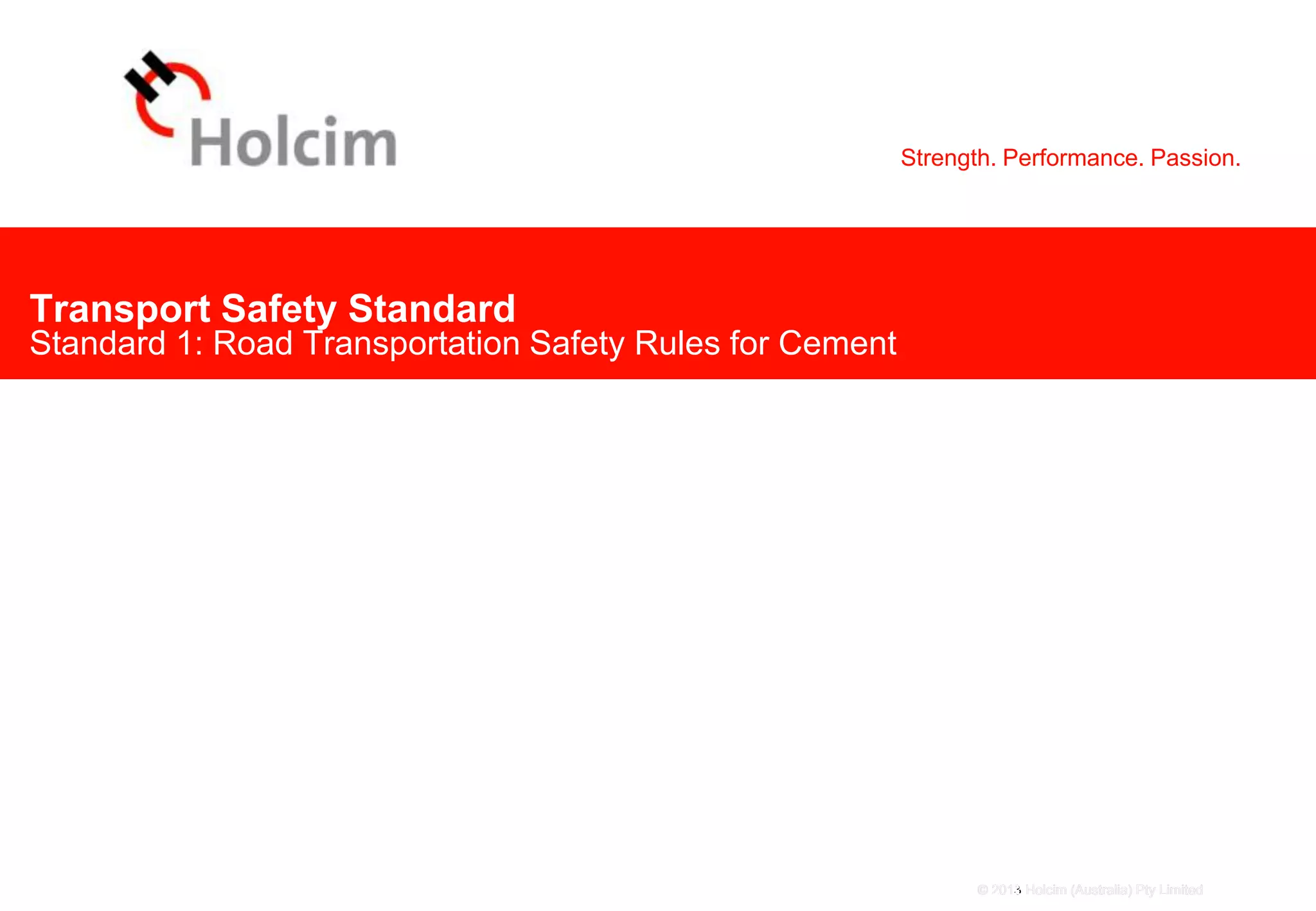 Standard 1: Road Transportation Safety Rules for Cement | PPT