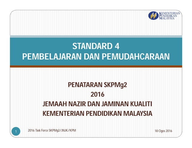 STANDARD 4 - PEMBELAJARAN DAN PEMUDAHCARAAN (PdPc) (Standard Kualiti Pendidikan Malaysia ...