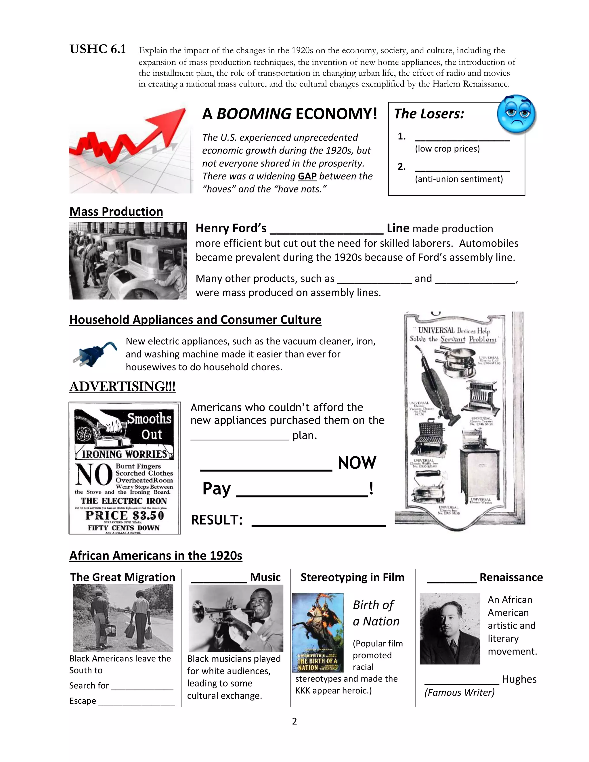 Standard 6 Review Guide (SC US History EOC) | PDF