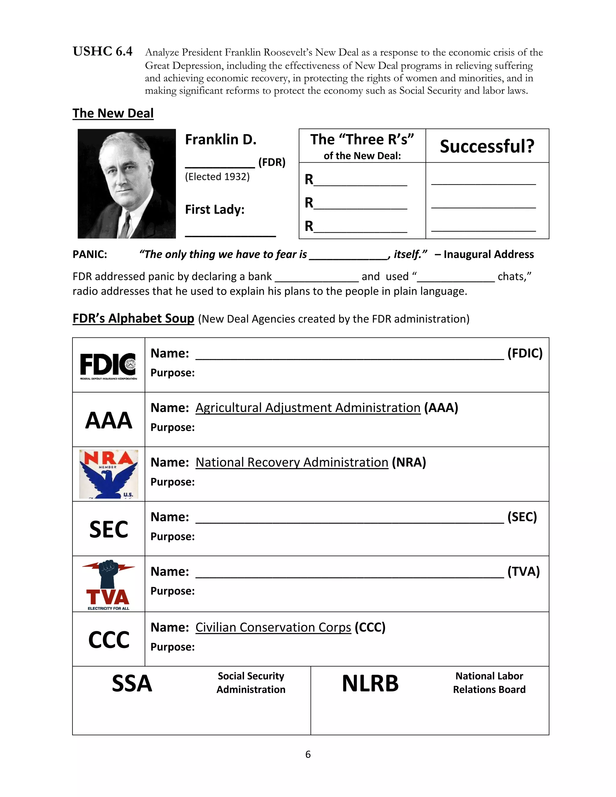 Standard 6 Review Guide (SC US History EOC) | PDF