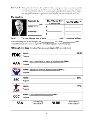 Standard 6 Review Guide (SC US History EOC) | PDF
