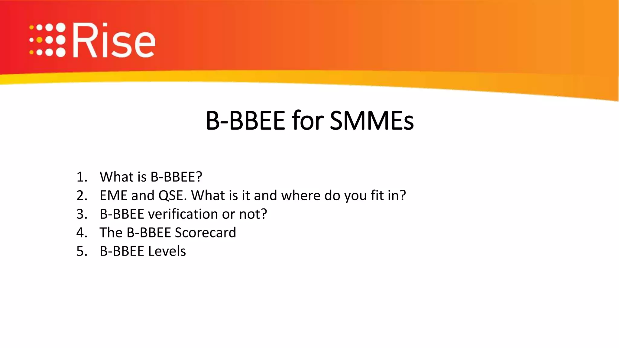 Rise meet up B-BBEE presentation | PPT