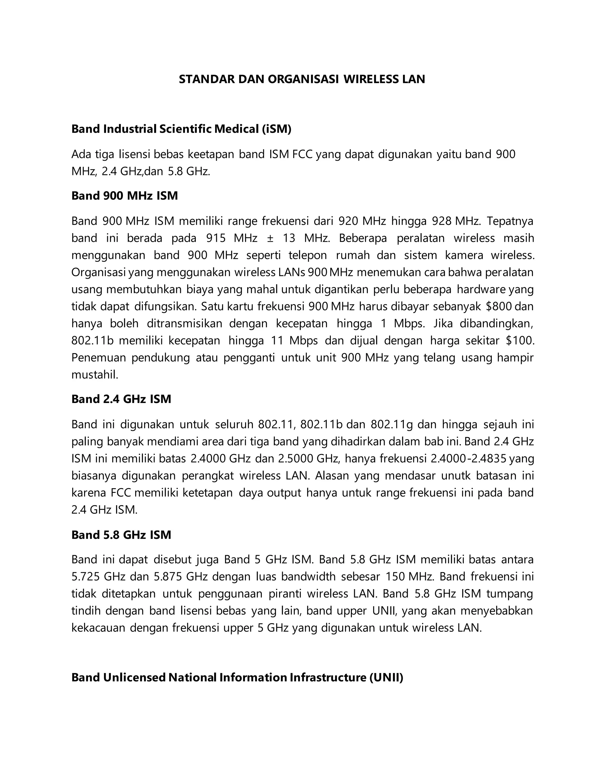 Standar dan Organisasi Wireless LAN | DOCX