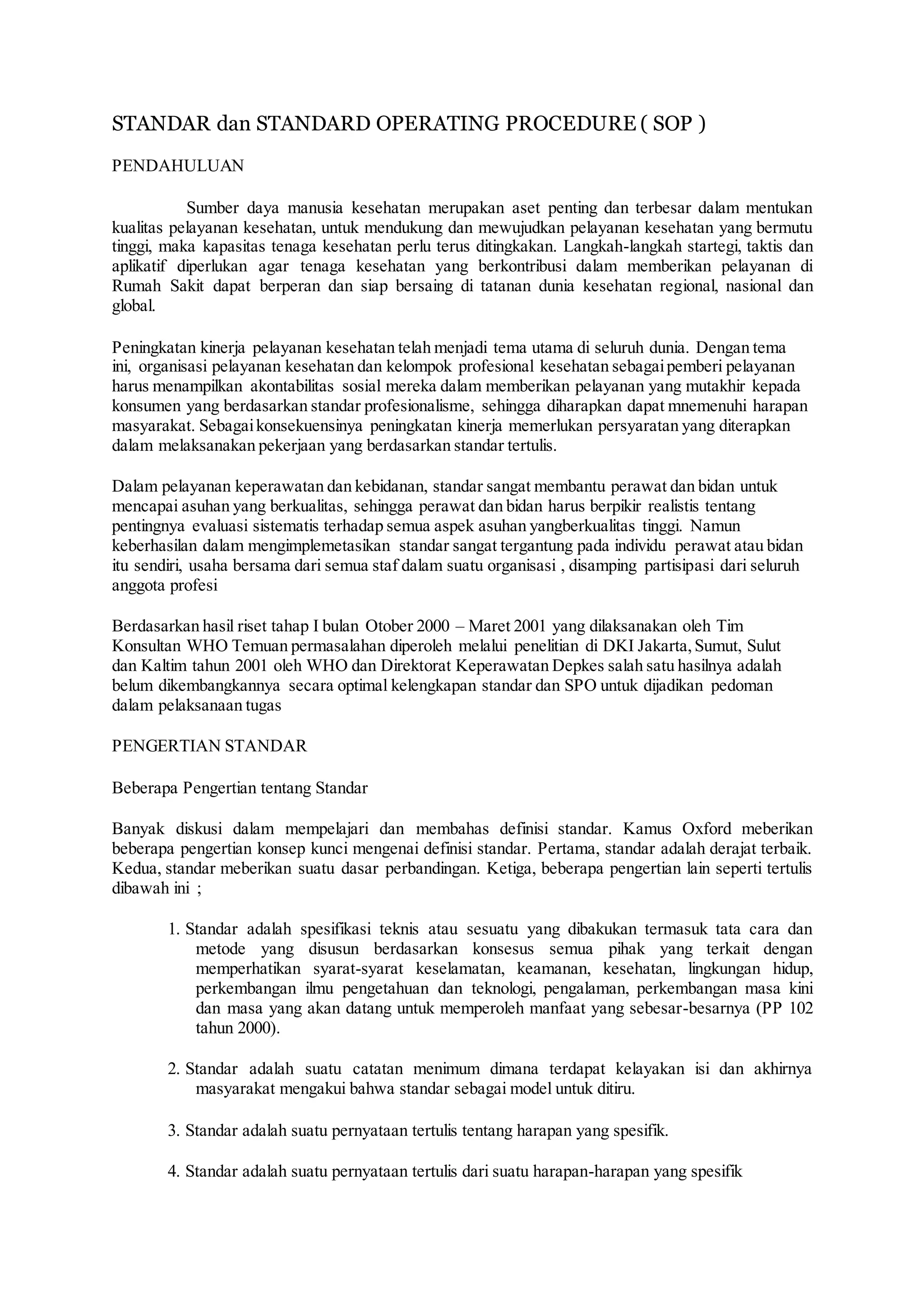 Standar dan standard operating procedure | DOCX