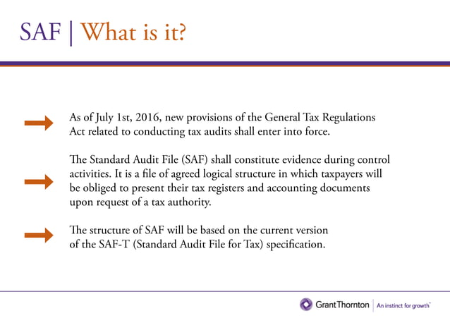 Standard Audit File - A New Dimension to Fiscal Audits | PPT