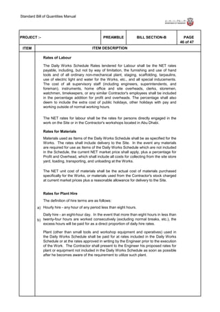 Standard bill of quantities | PDF