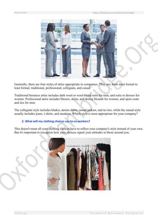 Standard Business Etiquette - Study Notes | PDF