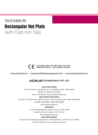 Standard catalogue for weiber rectangular hot plate with cast iron By ...
